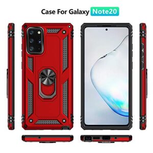 Military Grade Drop Impact for Samsung Galaxy Note 20 Case Note 20 5G Case 360 Metal Rotating Ring Kickstand Holder Armor Heavy Duty Shockproof Case for Galaxy Note 20 5G Phone Case (Black)