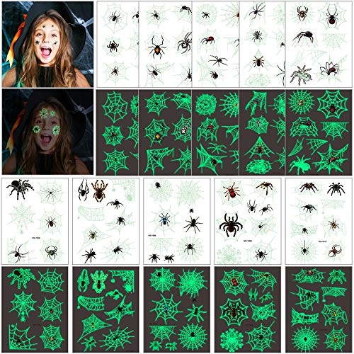 Konsait 73PCS Glow in the Dark Halloween Tattoos Kids, Luminous Tattoos, Halloween Spider Themed Sticker for Children Girls Boys for Halloween Party FavorsTrick or Treat Gift?Birthday Party Bag Filler