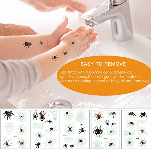 Konsait 73PCS Glow in the Dark Halloween Tattoos Kids, Luminous Tattoos, Halloween Spider Themed Sticker for Children Girls Boys for Halloween Party FavorsTrick or Treat Gift?Birthday Party Bag Filler