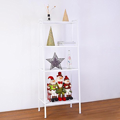 4-Tier Ladder Shelf Bookcase Decor Bookshelf Storage Flower Shelf Plant Display Shelf for Home Office (White1)