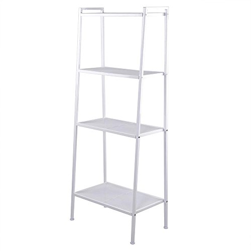 4-Tier Ladder Shelf Bookcase Decor Bookshelf Storage Flower Shelf Plant Display Shelf for Home Office (White1)