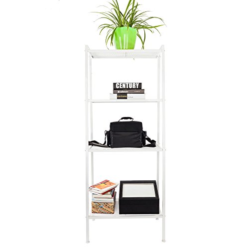 4-Tier Ladder Shelf Bookcase Decor Bookshelf Storage Flower Shelf Plant Display Shelf for Home Office (White1)