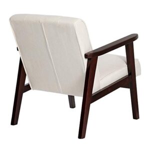 SONGMICS Leisure Chair with Solid Wood Armrest and Feet, Mid-Century Modern Accent Sofa, for Living Room Bedroom Studio, Beige