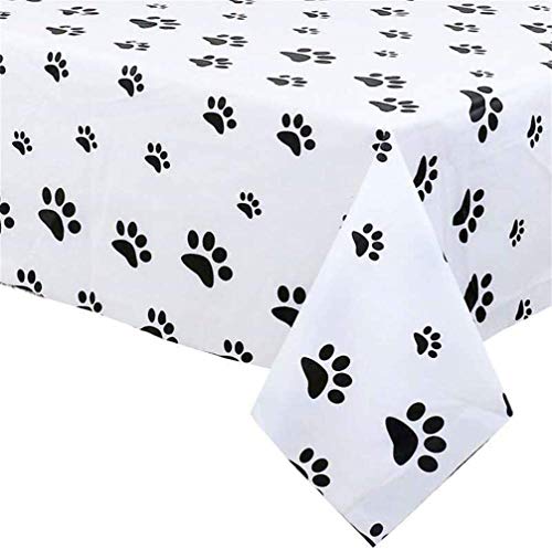 Puppy Themed Birthday Party Decorations -Plastic Table Cover for Arts & Crafts, Dog and Cat Paw Party Supplies Puppy Paw Print Plastic Tablecloth 54x108” Disposable Table Cover for Dog Themed Party