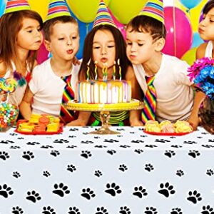 Puppy Themed Birthday Party Decorations -Plastic Table Cover for Arts & Crafts, Dog and Cat Paw Party Supplies Puppy Paw Print Plastic Tablecloth 54x108” Disposable Table Cover for Dog Themed Party