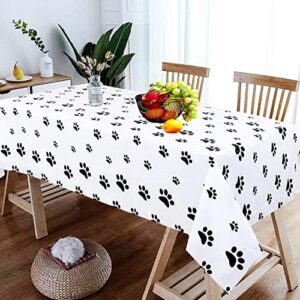 Puppy Themed Birthday Party Decorations -Plastic Table Cover for Arts & Crafts, Dog and Cat Paw Party Supplies Puppy Paw Print Plastic Tablecloth 54x108” Disposable Table Cover for Dog Themed Party