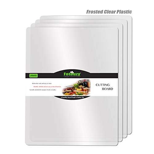 Fotouzy Flexible Plastic Cutting Boards for Kitchen, 4 Frosted Clear Cutting Mats 15 x 12 In, BPA-Free, Non-Porous, and Dishwasher Safe, Set of 4