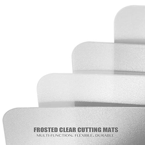 Fotouzy Flexible Plastic Cutting Boards for Kitchen, 4 Frosted Clear Cutting Mats 15 x 12 In, BPA-Free, Non-Porous, and Dishwasher Safe, Set of 4