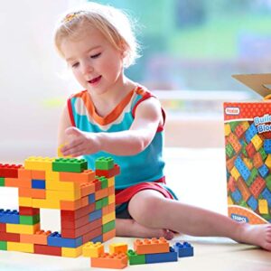 PREXTEX Building Blocks for Toddlers 1-3+ (100 Mega Blocks) Large Toy Blocks Compatible with Most Major Brands - Kids Toys Gift Set for All Ages (Boys & Girls)