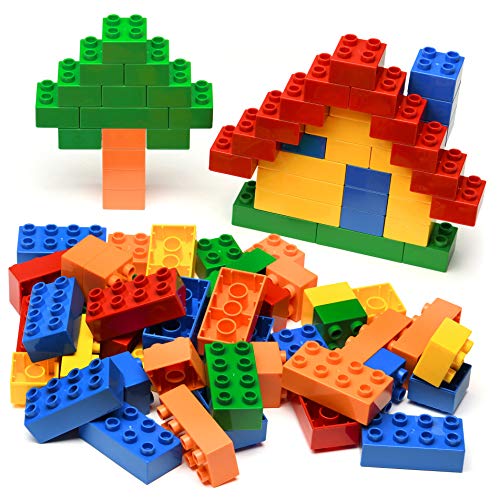 PREXTEX Building Blocks for Toddlers 1-3+ (100 Mega Blocks) Large Toy Blocks Compatible with Most Major Brands - Kids Toys Gift Set for All Ages (Boys & Girls)