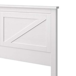 Glenwillow Home Farmhouse Style Wood Panel Headboard in Gloss White - Queen Size