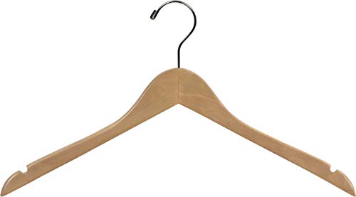 High Grade 30 Pack Solid Wooden Shirt Hanger with Swivel Hook, Smooth Finish and Notches for Straps