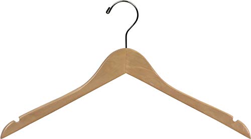 High Grade 30 Pack Solid Wooden Shirt Hanger with Swivel Hook, Smooth Finish and Notches for Straps