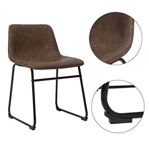 SONGMICS Dining Chairs, Set of 2 Mid-Century Modern Kitchen Chairs with Backrest, Metal Legs, Comfortable Wide Seat, Synthetic Leather Cover, Load Capacity 264 lb, Retro Brown and Black ULDC091K01