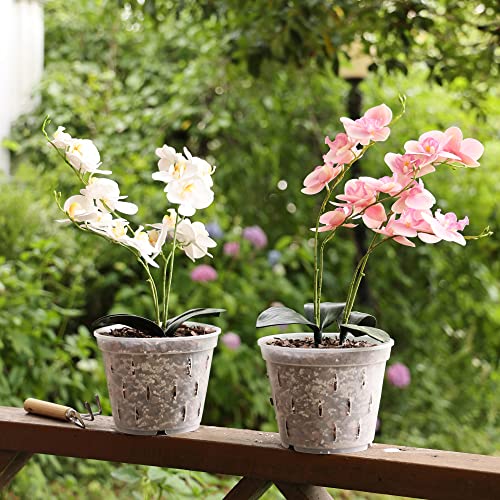 YIKUSH Orchid Pots with Holes 7 inch 5 Pack Clear Orchid Pot Plastic Plant Pot Flower Pots Outdoor and Indoor Use