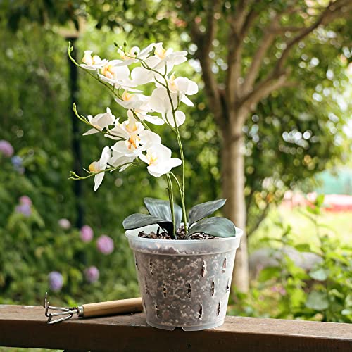 YIKUSH Orchid Pots with Holes 7 inch 5 Pack Clear Orchid Pot Plastic Plant Pot Flower Pots Outdoor and Indoor Use