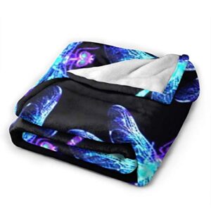 LTtie Blanket Neon Purple Dragonflies Ultra Soft Throw Blanket All Seasons Velvet Blanket Cozy Warm Bed Blanket Durable Plush Blanket Easy Care Home Decor for Couch Sofa Bed