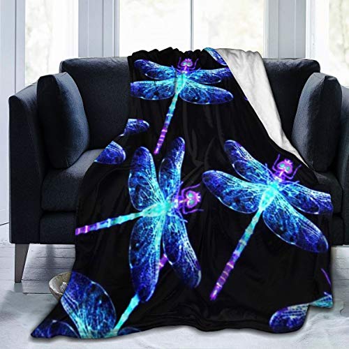 LTtie Blanket Neon Purple Dragonflies Ultra Soft Throw Blanket All Seasons Velvet Blanket Cozy Warm Bed Blanket Durable Plush Blanket Easy Care Home Decor for Couch Sofa Bed