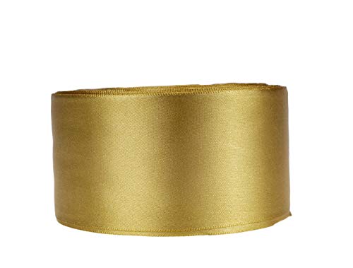 ATRBB 25 Yards 2 inches Satin Ribbon for Wedding,Handmade Bows and Gift Wrapping (Dark Gold)