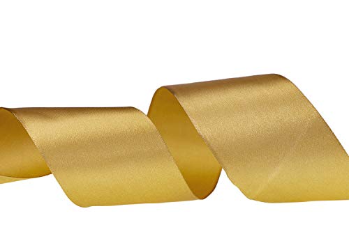 ATRBB 25 Yards 2 inches Satin Ribbon for Wedding,Handmade Bows and Gift Wrapping (Dark Gold)