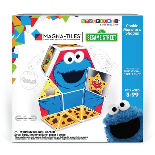 CreateOn Magna-Tiles “Sesame Street” Toys, Magnetic Kids’ Building Toys from “Sesame Street” Books, Cookie Monster’s Shapes “Sesame Street” Magnet Tiles, Educational Toys for Ages 3+, 17 Pieces