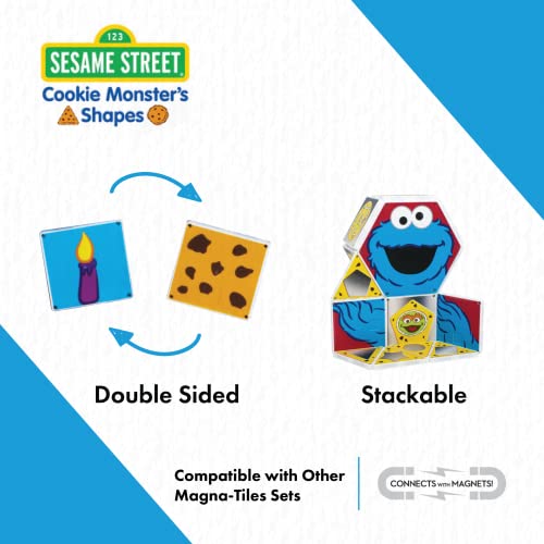 CreateOn Magna-Tiles “Sesame Street” Toys, Magnetic Kids’ Building Toys from “Sesame Street” Books, Cookie Monster’s Shapes “Sesame Street” Magnet Tiles, Educational Toys for Ages 3+, 17 Pieces