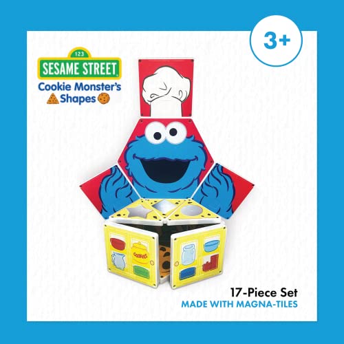 CreateOn Magna-Tiles “Sesame Street” Toys, Magnetic Kids’ Building Toys from “Sesame Street” Books, Cookie Monster’s Shapes “Sesame Street” Magnet Tiles, Educational Toys for Ages 3+, 17 Pieces