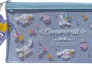 FRIEND Sanrio Cinnamoroll Flat Vinyl Glitter Pouch 20×10 cm Zipper Pen Accessories Case Bag (Happy)