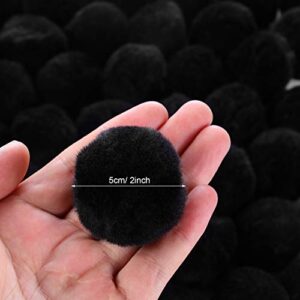 30 Pieces 2 Inch Acrylic Pom Poms Large Black Poms Snowman Costume Accessory with 100 Pieces Wiggle Googly Eyes for DIY Craft Christmas Halloween Party,