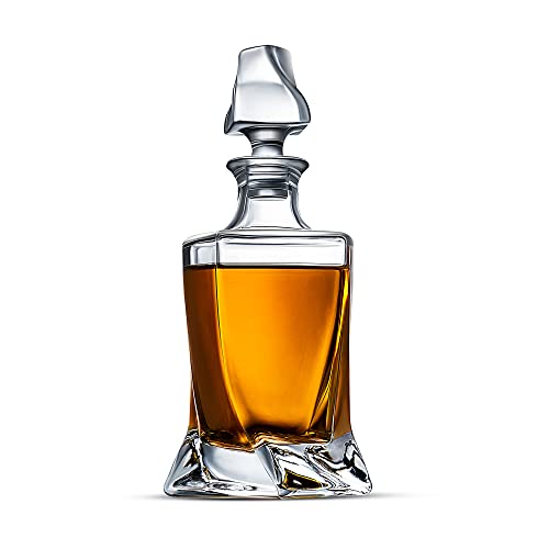 LUXU Whiskey Decanter,Twisted Whiskey Decanter with Stopper,Premium 25 oz Whiskey Decanter for Liquor Scotch Bourbon Vodka Brandy or Wine