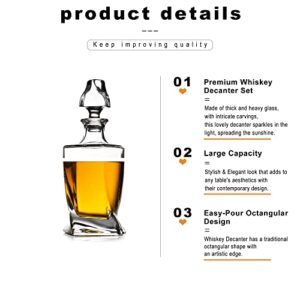 LUXU Whiskey Decanter,Twisted Whiskey Decanter with Stopper,Premium 25 oz Whiskey Decanter for Liquor Scotch Bourbon Vodka Brandy or Wine