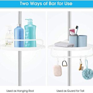 Bathroom Shower Storage Constant Tension Pole Shower Caddy Tension Pole Storage Shelves, Stainless Steel Rod, Adjustable Bathroom Shower Caddy for Shampoo Soap Tower, White