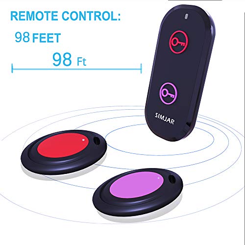 Basic Key Finder with 2 Receivers & 1 Remote, Simjar Wireless Remote Control RF Key Finder Locator Tracker for Keys Wallet Phone Luggage