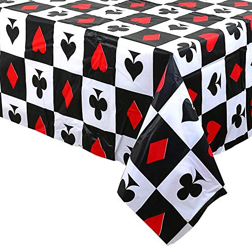 AMZPTBOY Casino Poker Themed Birthday Party Decorations -Plastic Table Cover for Arts & Crafts, Poker Patrol Party Supplies Game Night Party Magic Party for Las Vegas Theme Casino Party 1 Pack