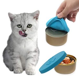 SLSON 4 Pack Pet Food Can Cover Set,Universal Silicone Cat Dog Food Can Lids 1 Fit 3 Standard Size Can Tops Covers