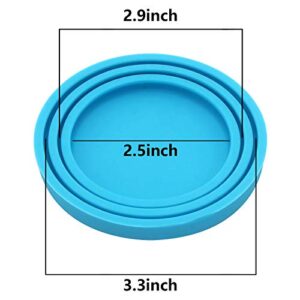 SLSON 4 Pack Pet Food Can Cover Set,Universal Silicone Cat Dog Food Can Lids 1 Fit 3 Standard Size Can Tops Covers