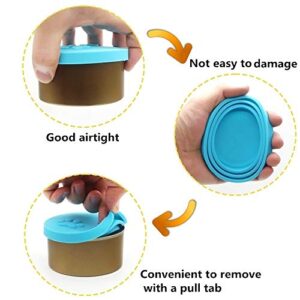 SLSON 4 Pack Pet Food Can Cover Set,Universal Silicone Cat Dog Food Can Lids 1 Fit 3 Standard Size Can Tops Covers