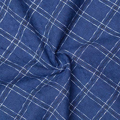 Cotton Blue Plaid Fabric by The Yard DIY Cotton Craft Sewing Fabric Decorative Fabric for Upholstery and Home Accents, 1 Yards，57"x36"