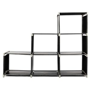 Amuxing Cube Storage Organizer, 6 Cubes Plastic Closet Shelves Modular Book Shelf Organizer for Bedroom Office Living Room Black