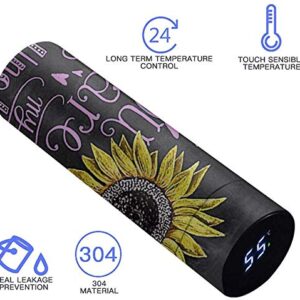 GCOCL Stainless Steel Water Bottle with Temperature Display Thermo Flask 17oz(Sunflower), 9