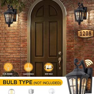 GYDZ Outdoor Wall Mount Light Fixture, Dusk to Dawn Outdoor Porch Light, Exterior Light Fixture Wall Mount, Anti-Rust Waterproof Matte Black Wall Light with Water Ripple Glass for Doorway,15'75''H