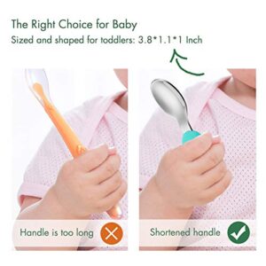 YIVEKO Baby Fork and Spoon Set with Carry Case Baby Training Utensils Self Feeding Toddler Silverware Silicone and Stainless Steel Kids and Toddler Utensil Set-Dinosaur