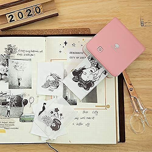 Phomemo M02 Pro Mini Printer- Bluetooth Thermal Photo Printer with 3 Rolls Colorful Sticker Paper, Compatible with iOS + Android for Plan Journal, Study Notes, Art Creation, Work, Gift