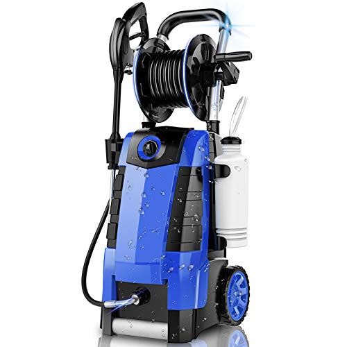 TEANDE 3800PSI Electric Pressure Washer, 2.8GPM High Pressure Power Washer 1800W Machine for Cars Fences Patios Garden Cleaning Hose Reel