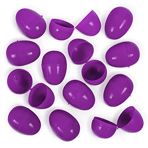 American Carnival Mart 100 Pack of Purple Bulk Hinged Easter Eggs in Poly Bag Fillable for Easter Egg Hunt and Tossing Gifts 2-1/3"