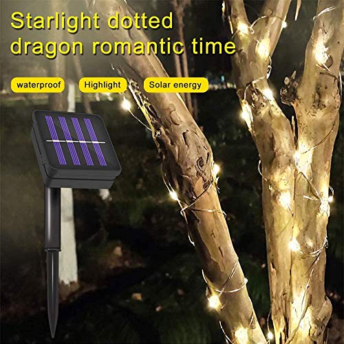 pengxian Outdoor Solar String Lights-LED Lights-Copper Wire lights-20 Meters 200 Lights-8 Lighting Modes-Waterproof-Christmas-Decoration-Garden-Festival-Wedding (Yellow)