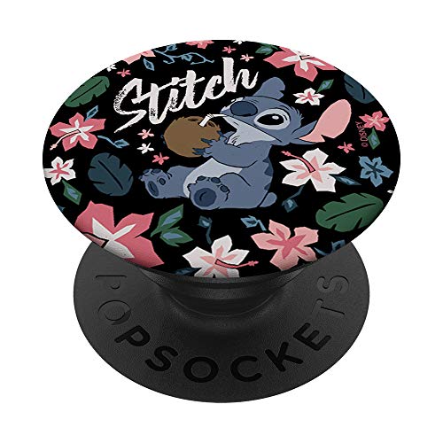 Disney Lilo & Stitch Floral Coconut Drink Portrait PopSockets PopGrip: Swappable Grip for Phones & Tablets