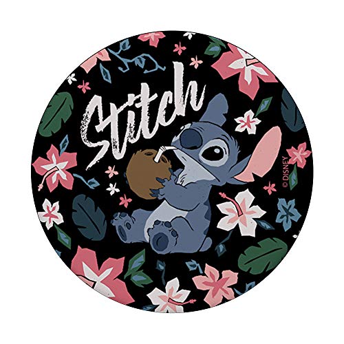 Disney Lilo & Stitch Floral Coconut Drink Portrait PopSockets PopGrip: Swappable Grip for Phones & Tablets