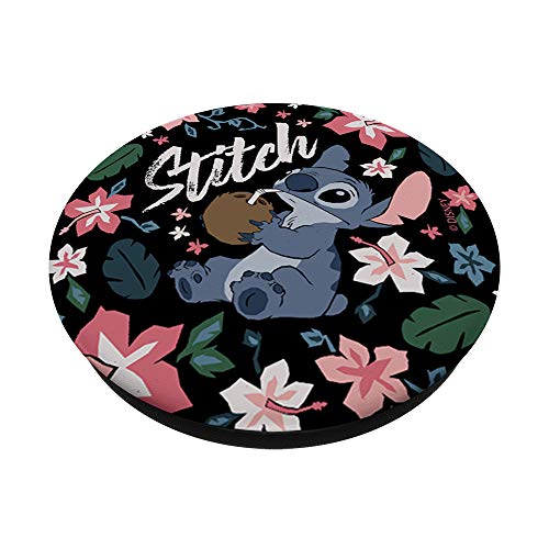 Disney Lilo & Stitch Floral Coconut Drink Portrait PopSockets PopGrip: Swappable Grip for Phones & Tablets