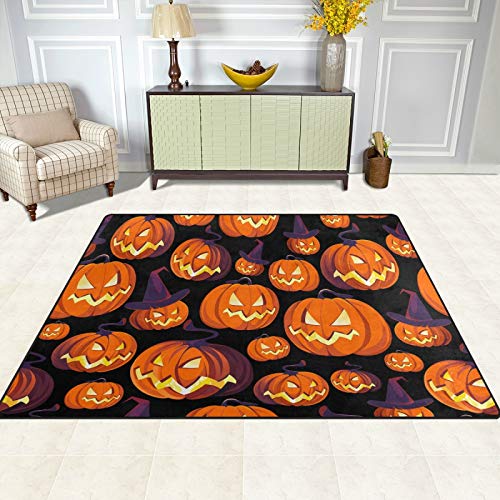 Area Rug Halloween Pumpkin 4' x 5.3' Rugs for Living Room Bedroom Washable Carpet